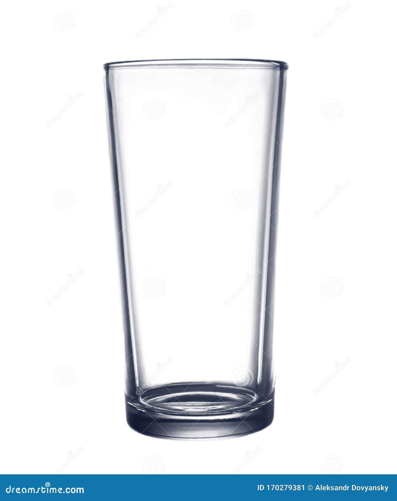 Empty Tall and Straight Glass for Drinks Isolated on a White Background ...