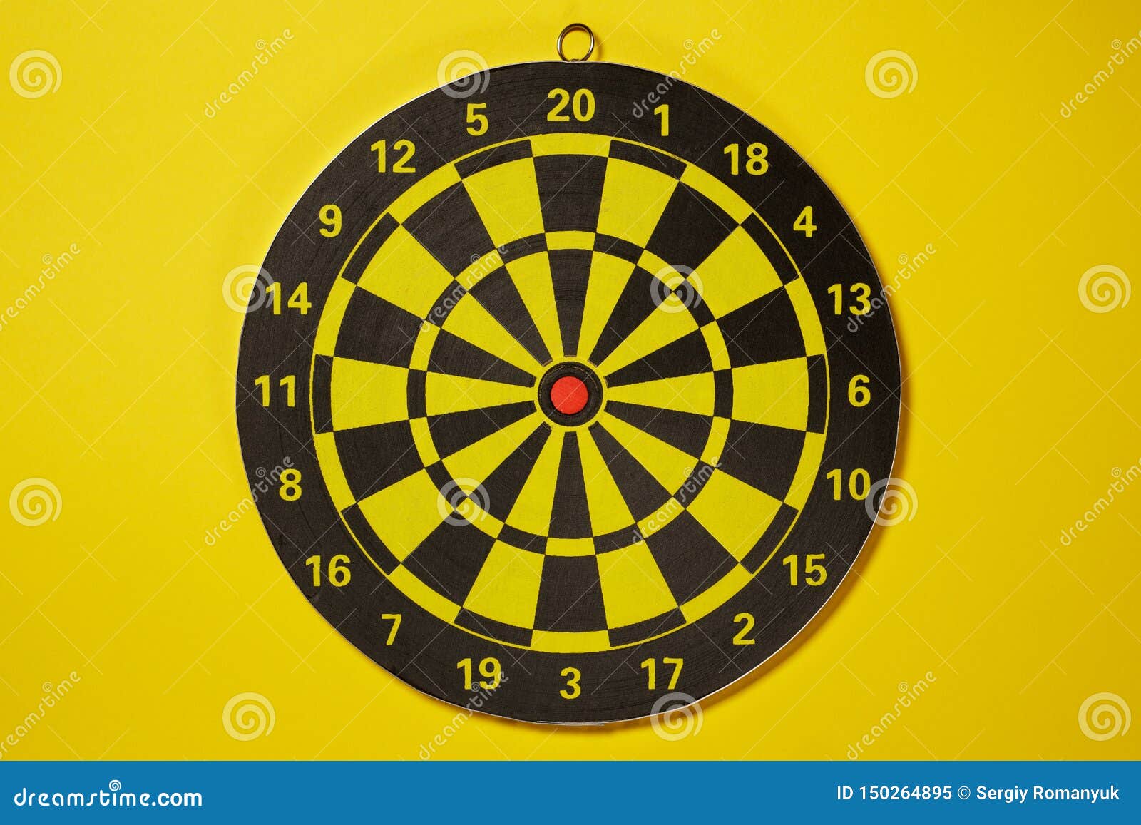 The Empty Target for a Darts - Dartboard Isolated on Yellow Background ...
