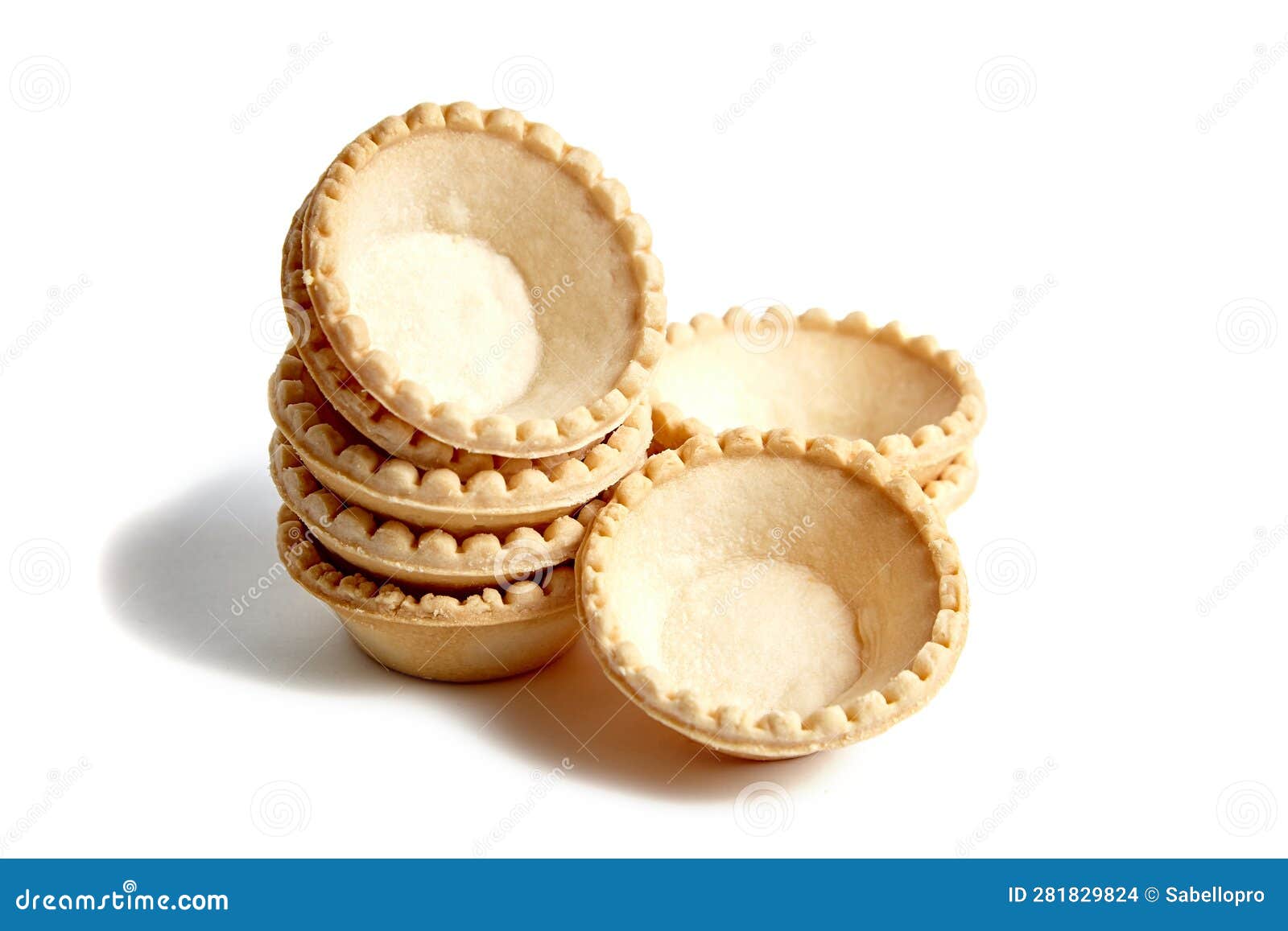 Empty Tartlet Shells Isolated on White. Stacked Crispy Mini Tart Shells ...