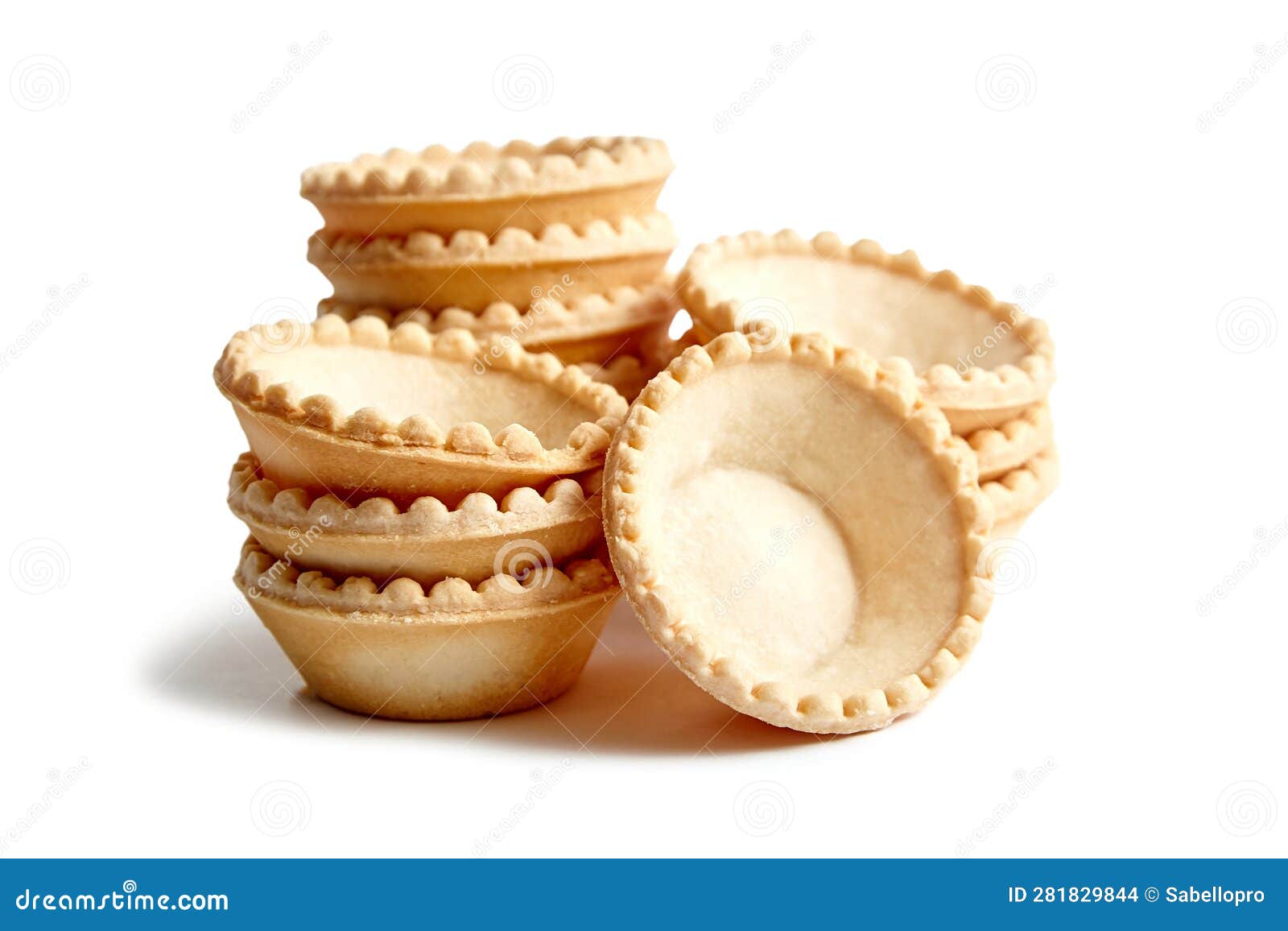 Empty Tartlet Shells Isolated on White. Stacked Crispy Mini Tart Shells ...