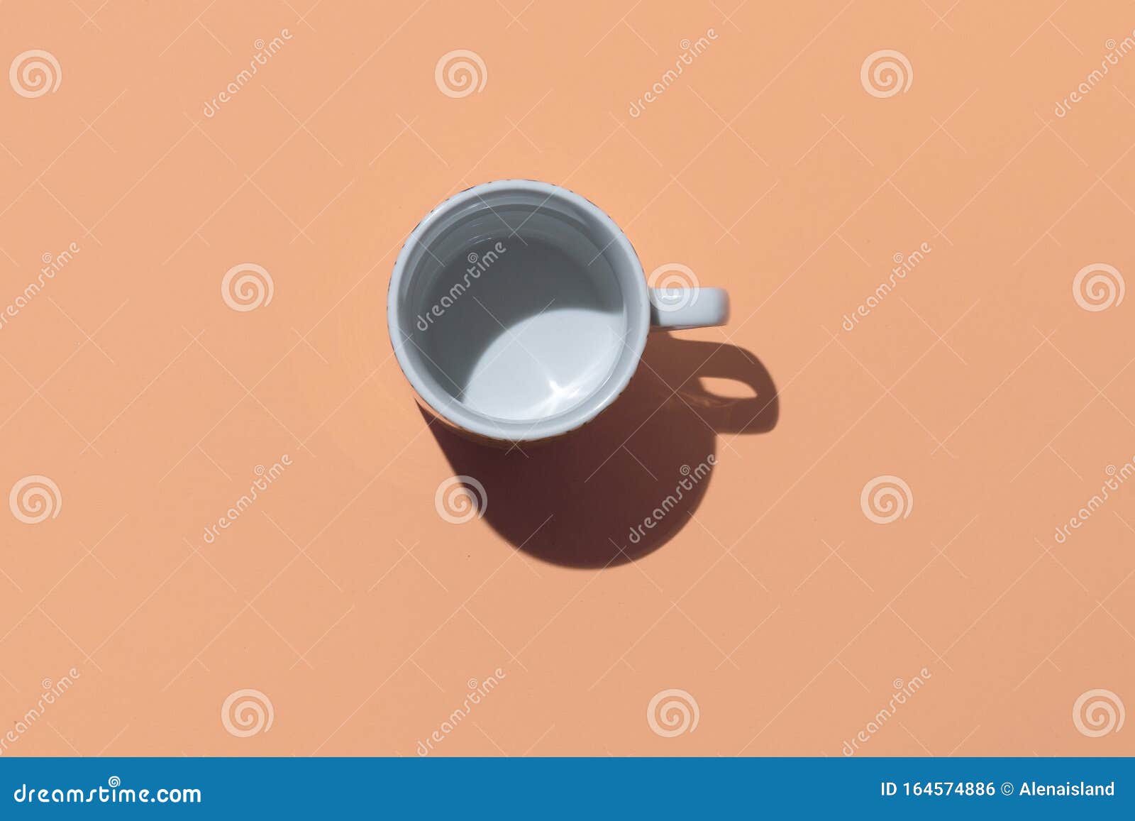 Empty Tea Cup on Beige Background. Coffee Mug from Above. Minimal ...