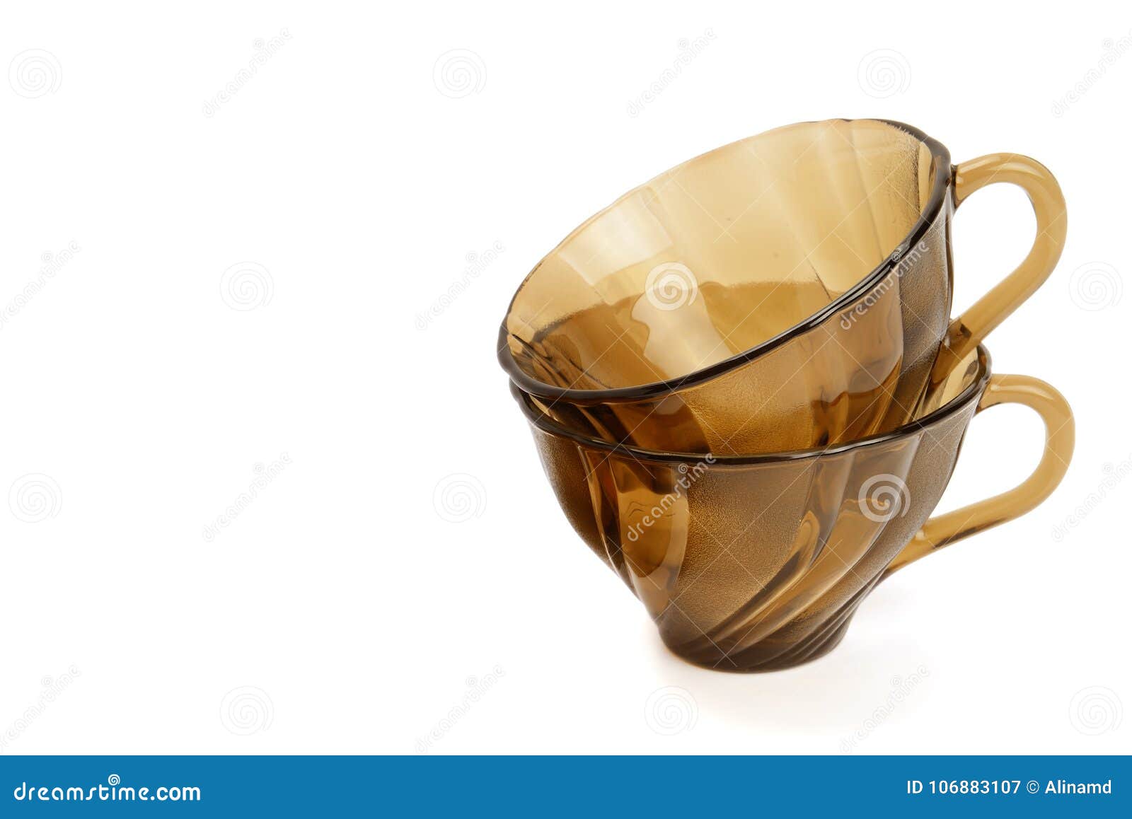 Empty Tea Cups Isolated on White Background. Stock Image - Image of ...