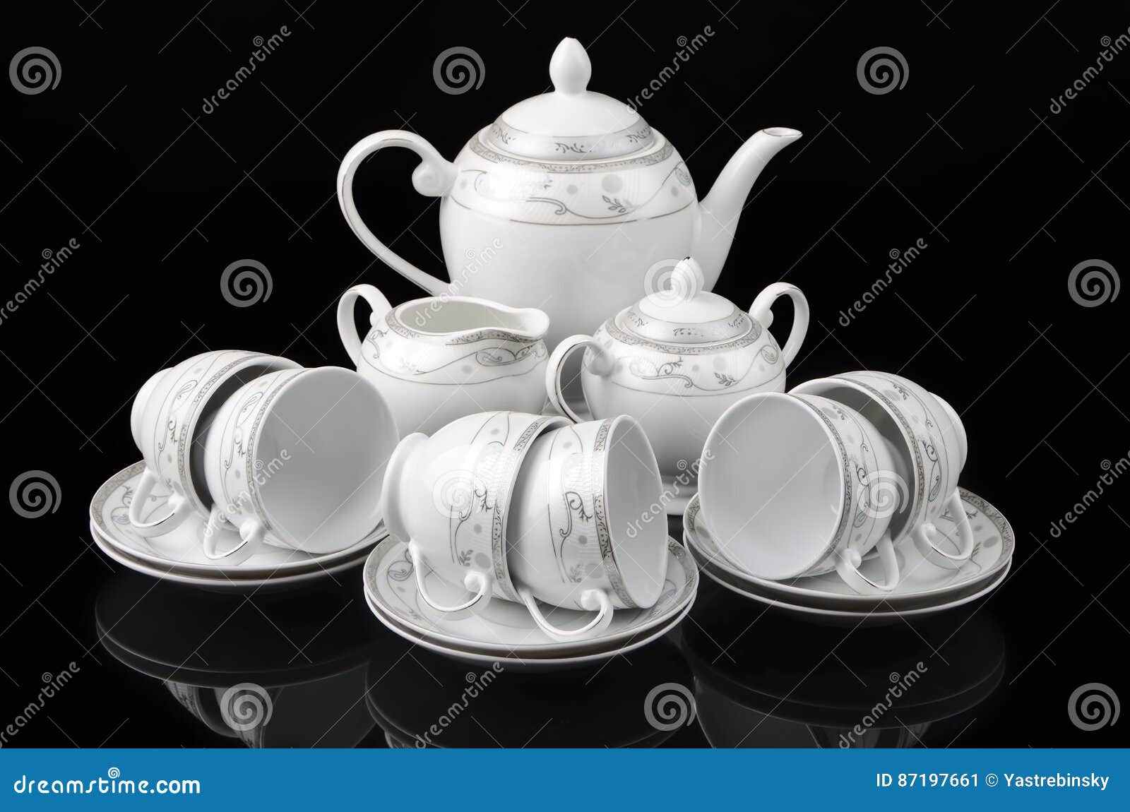 Empty tea set isolated stock image. Image of drink, clean - 87197661