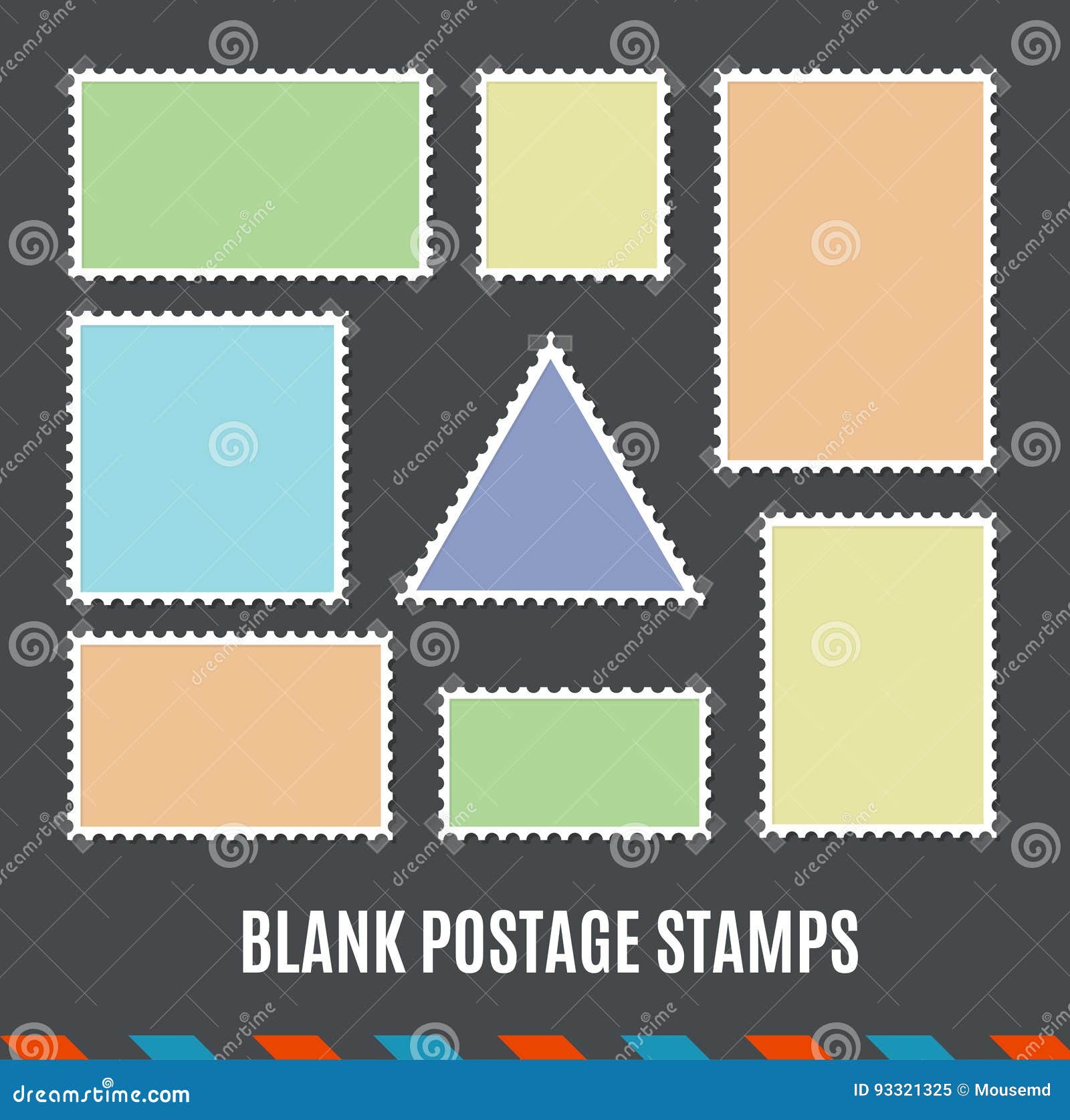 Empty Template Blank Postage Stamps Set. Vector Stock Vector ...