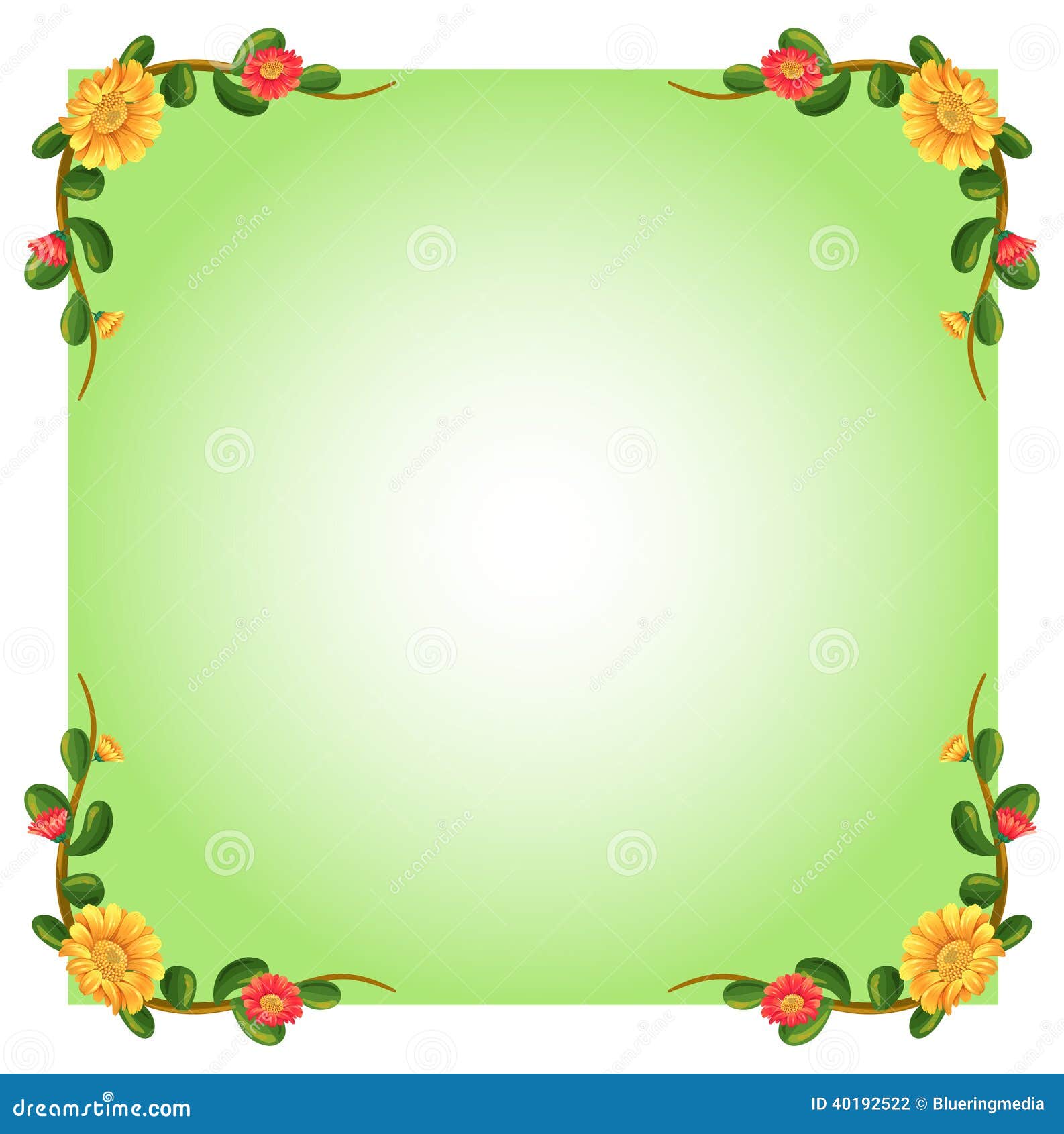 An Empty Template with Floral Borders Stock Vector - Illustration of ...