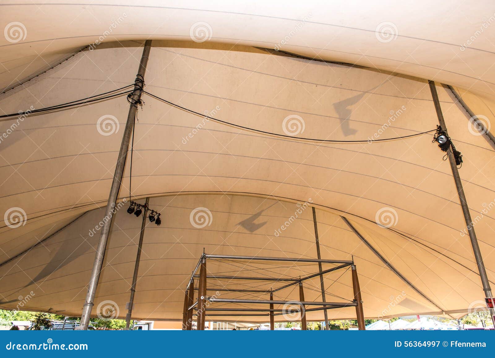 Empty Tent with Stage after a Party Stock Image - Image of shelter ...