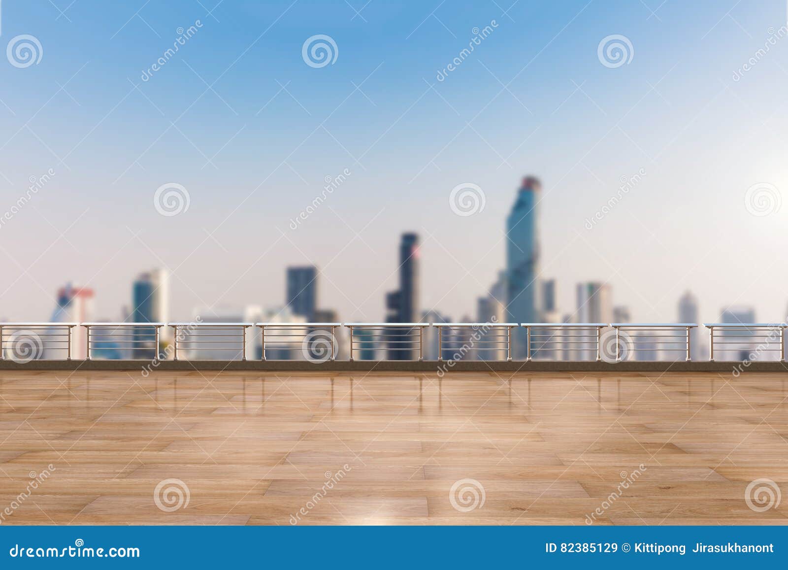 Empty Terrace on Cityscape Background Stock Image - Image of ...
