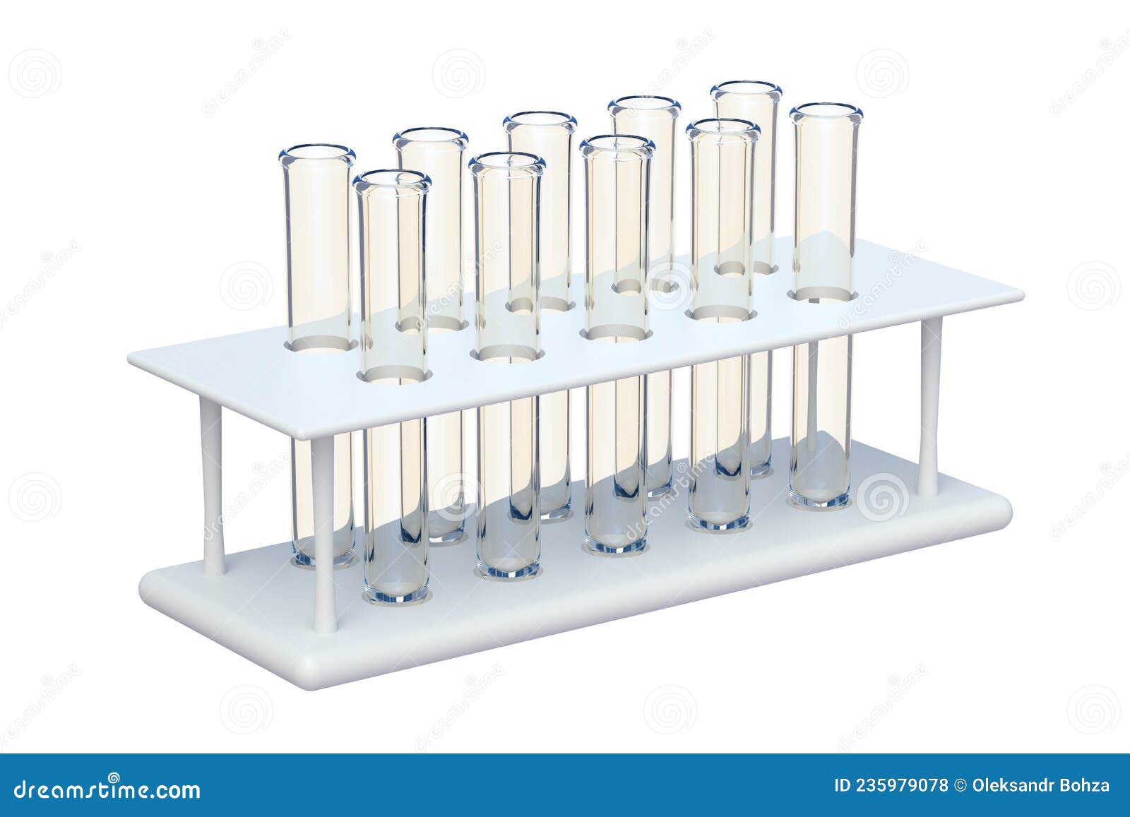 Empty Test Tubes in Holder Isolated on White Background Stock ...