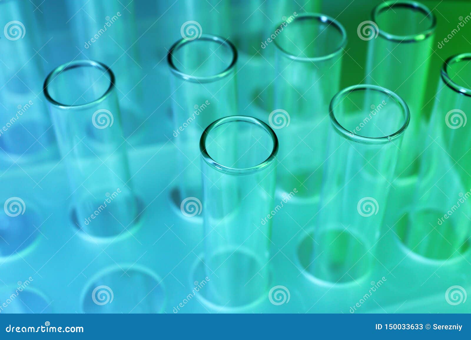 Empty Test Tubes in Laboratory, Closeup Stock Image - Image of study ...
