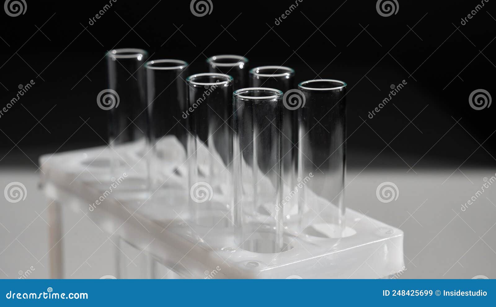 Empty Test Tubes in a Rack on a White Background. Stock Image - Image ...