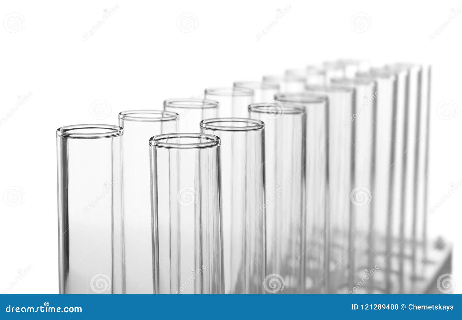 Empty Test Tubes In Rack Isolated. Laboratory Glassware Stock ...