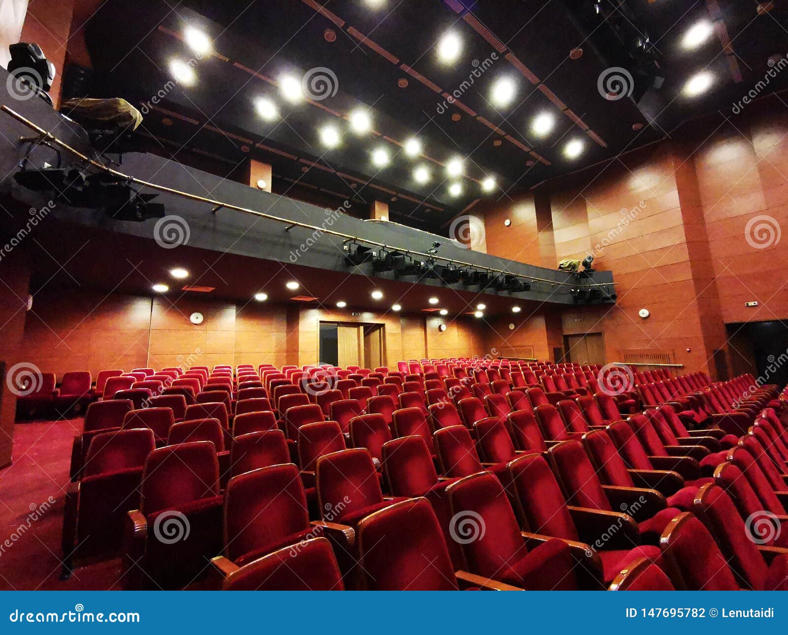 The Empty Theater Hall - Bright Lights Stock Photo - Image of ...