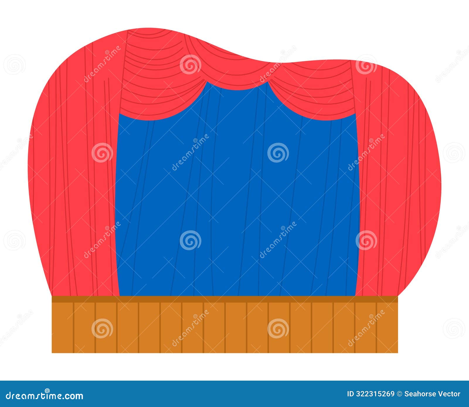 Empty Theater Stage Closed Red Curtains Wooden Floor Red Blue Stage Curtains Create Stock