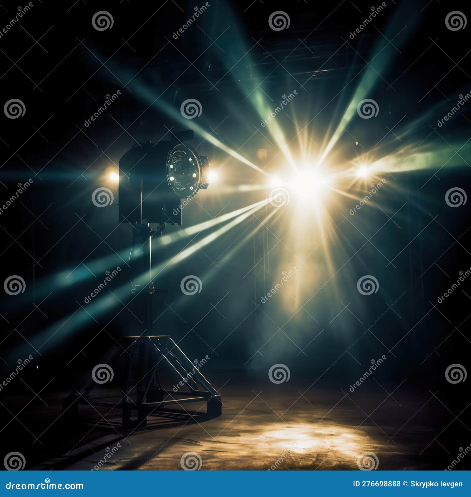 Empty Theater Stage Color Light Spotlights Stock Illustration ...