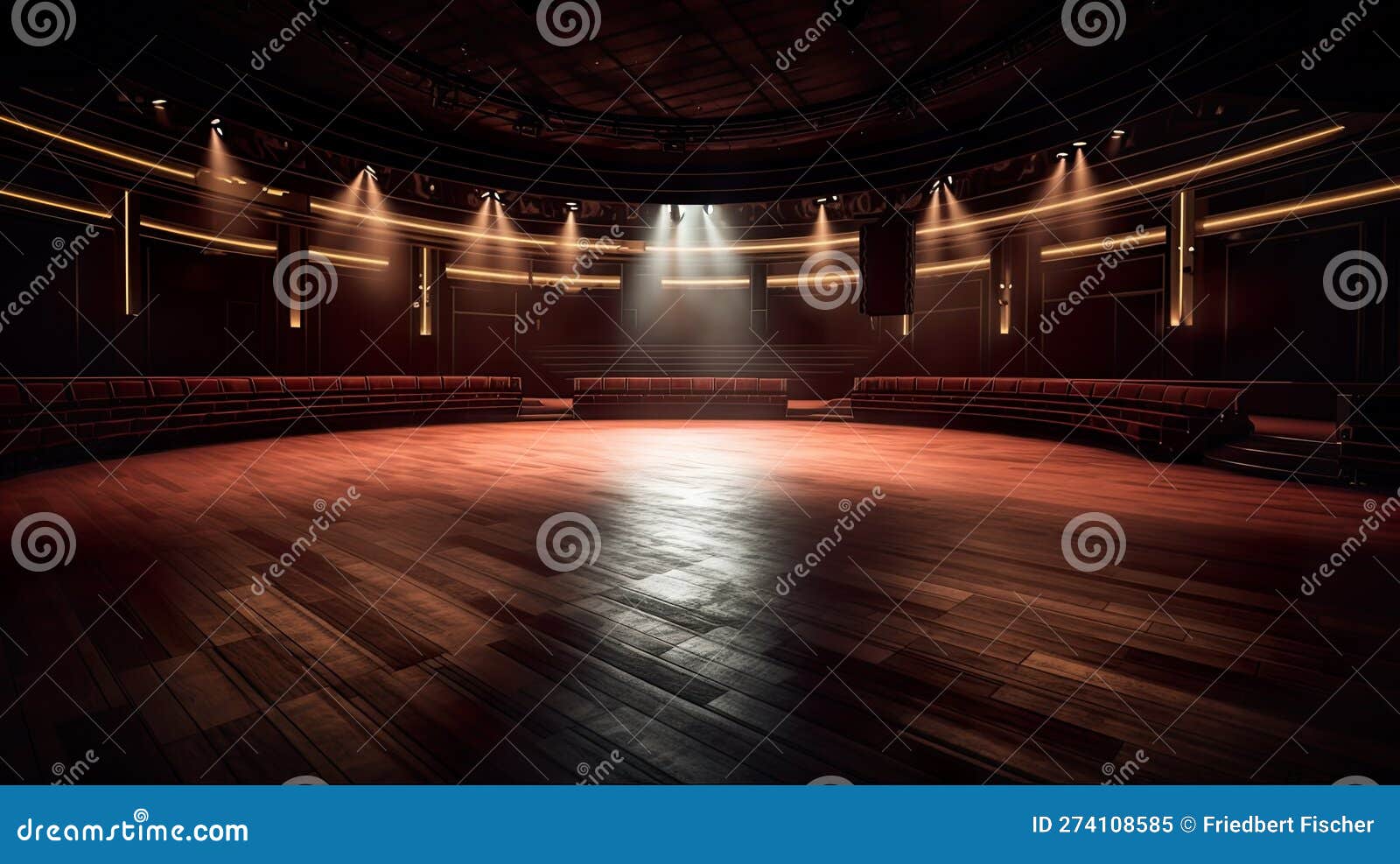 Empty Theater Stage, Large Spacious Open Plan Interior with Various ...