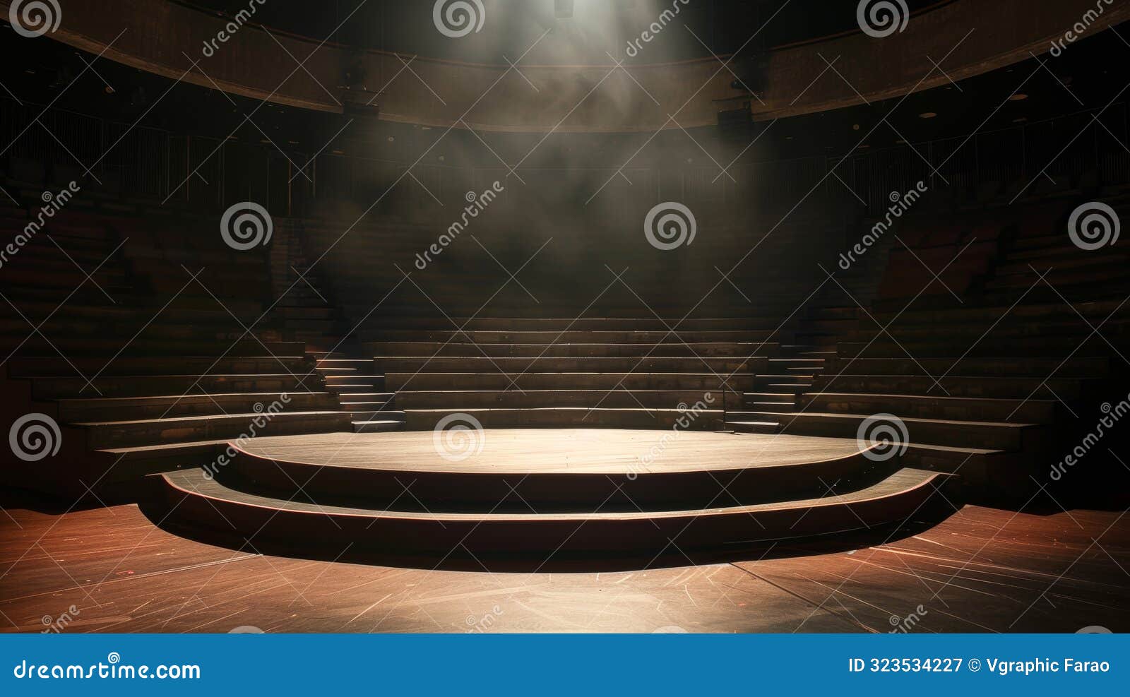Empty Theater Stage with Spotlight and Wooden Flooring, Dramatic ...