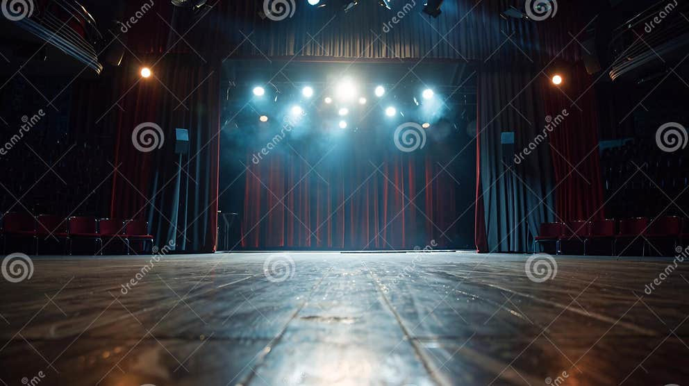 Empty Theater Stage with Spotlights. an Empty Theater Stage Illuminated ...