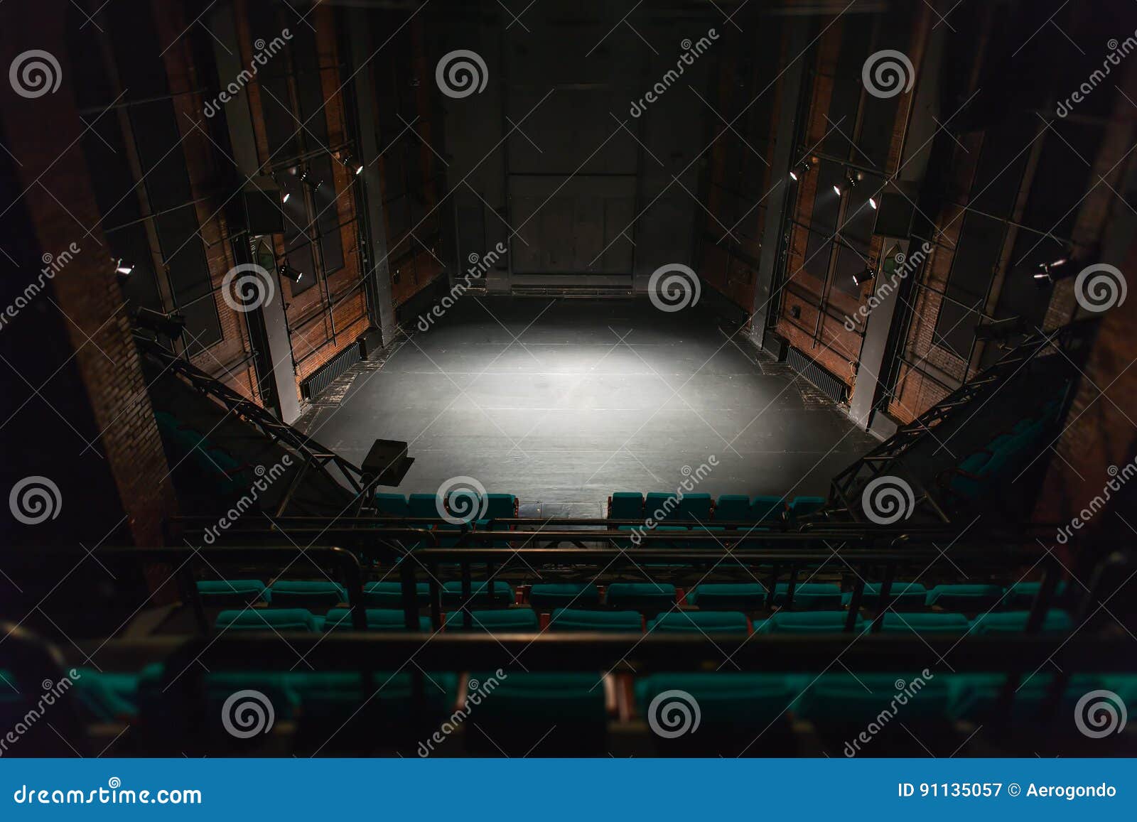 Empty theater stage stock image. Image of interior, dark - 91135057