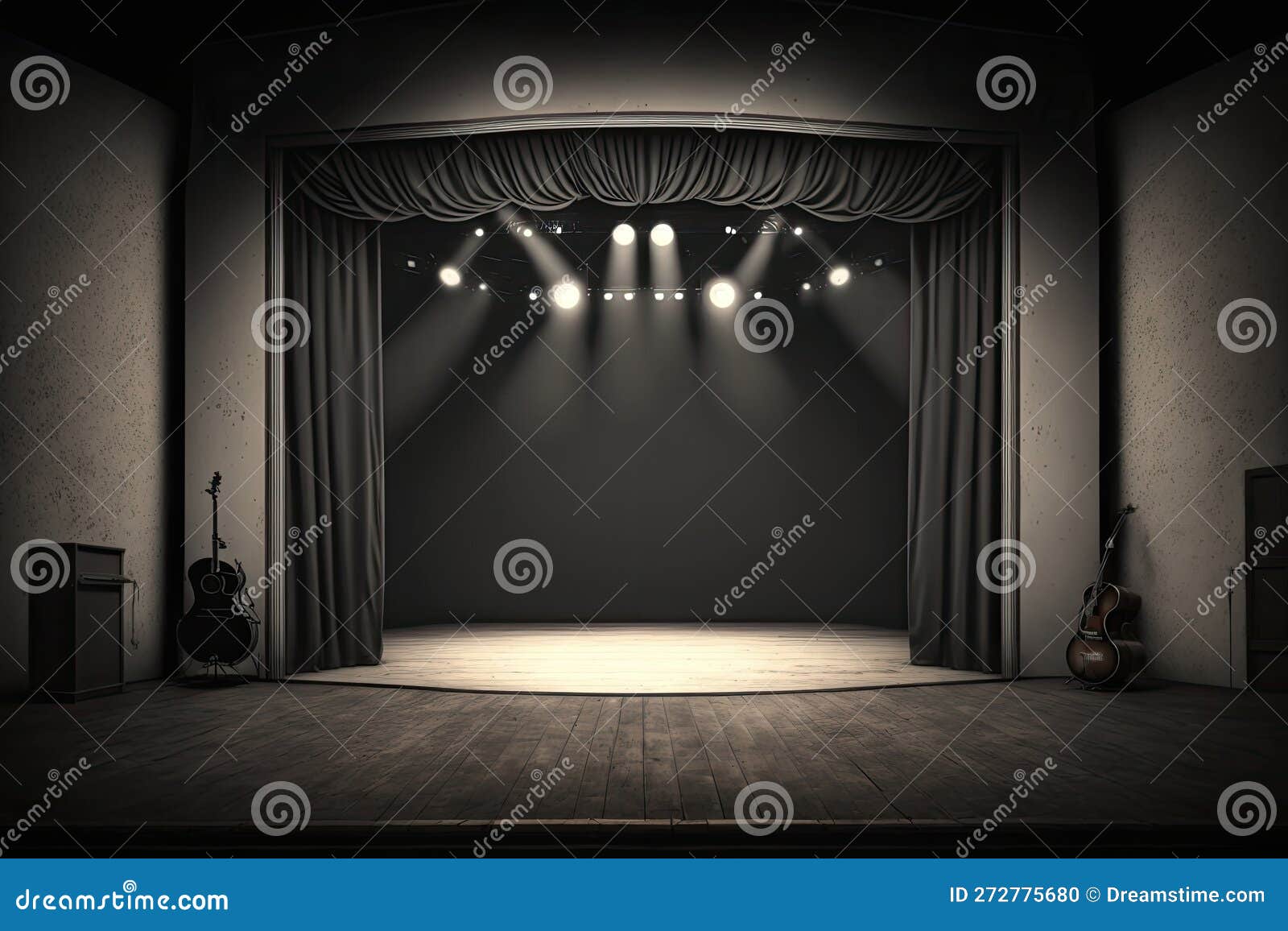 Empty theatre stage stock illustration. Illustration of theatre - 272775680