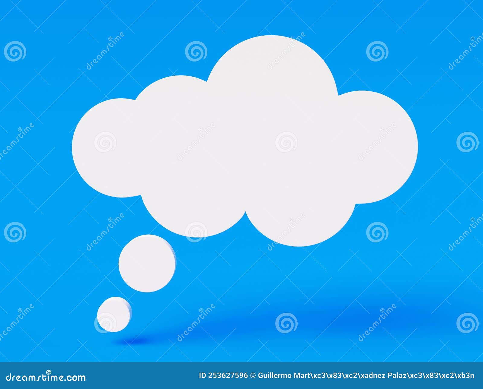 Empty Thought Cloud on Blue Background with Copy Space in Concept of ...