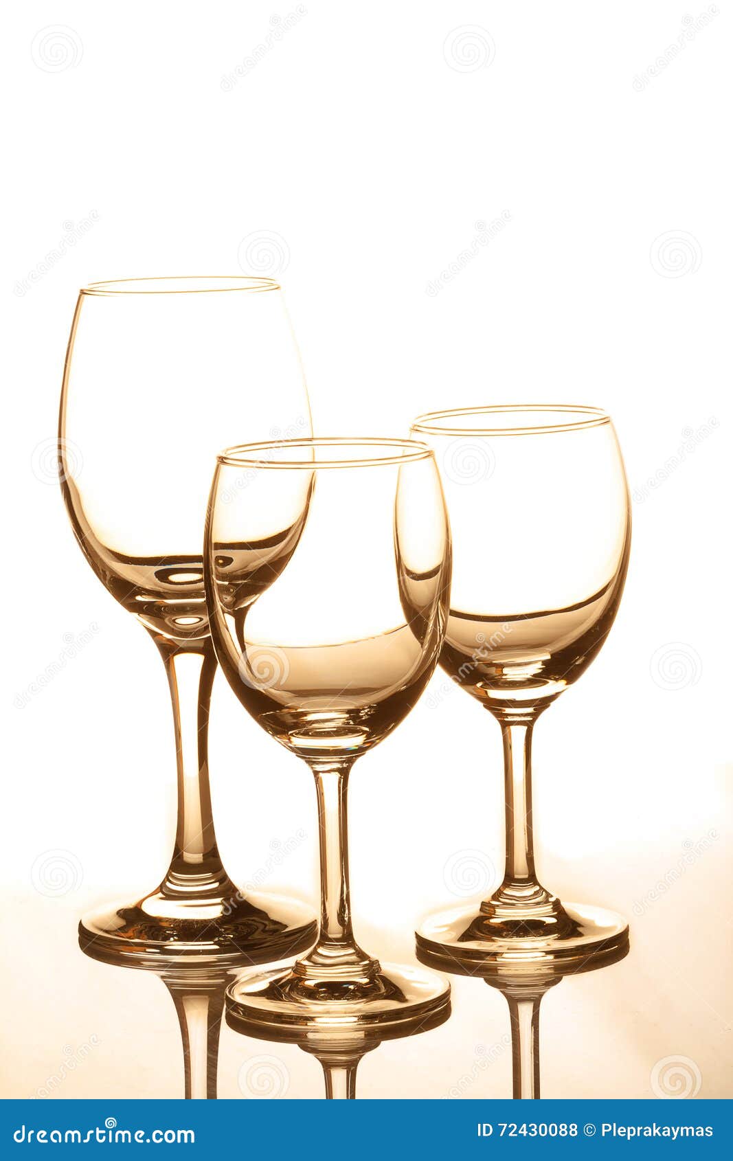 Empty three wine glasses stock photo. Image of glasses - 72430088