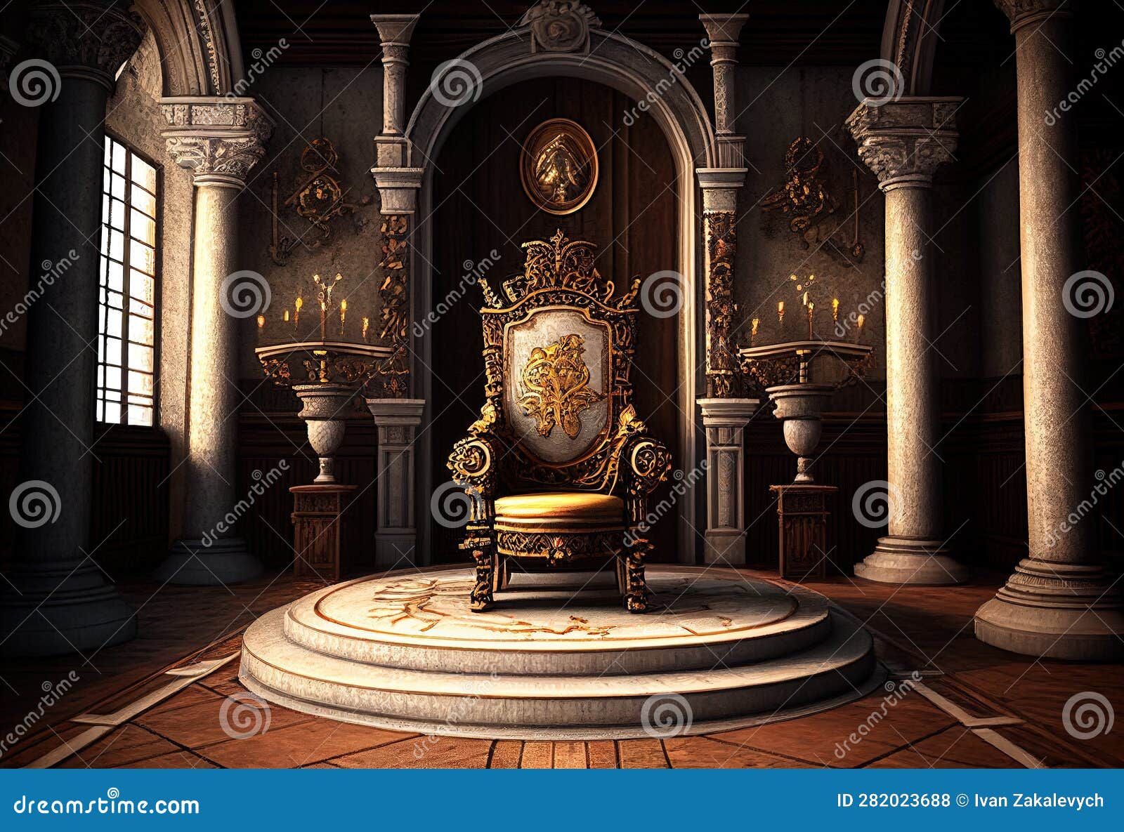 Empty Throne in the Castle Hall Illustration. AI Generative Stock ...