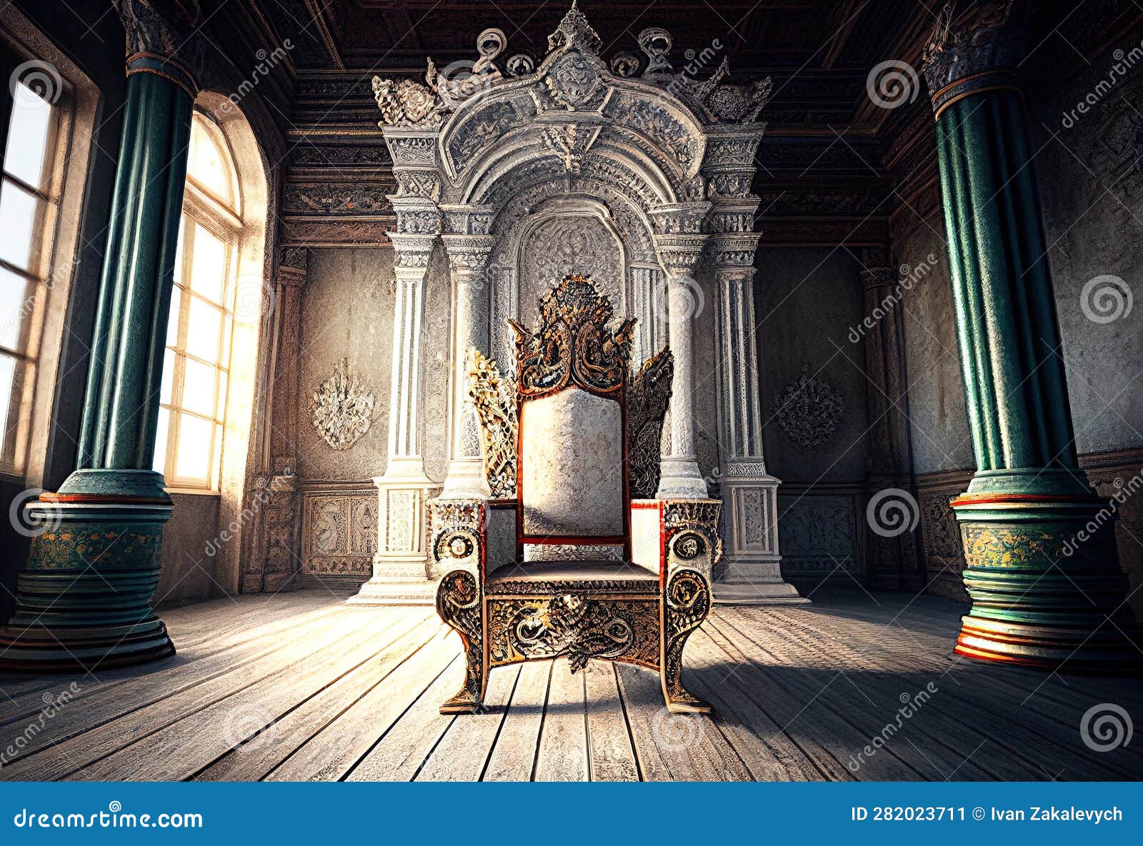 Empty Throne in the Castle Hall Illustration. AI Generative Stock ...