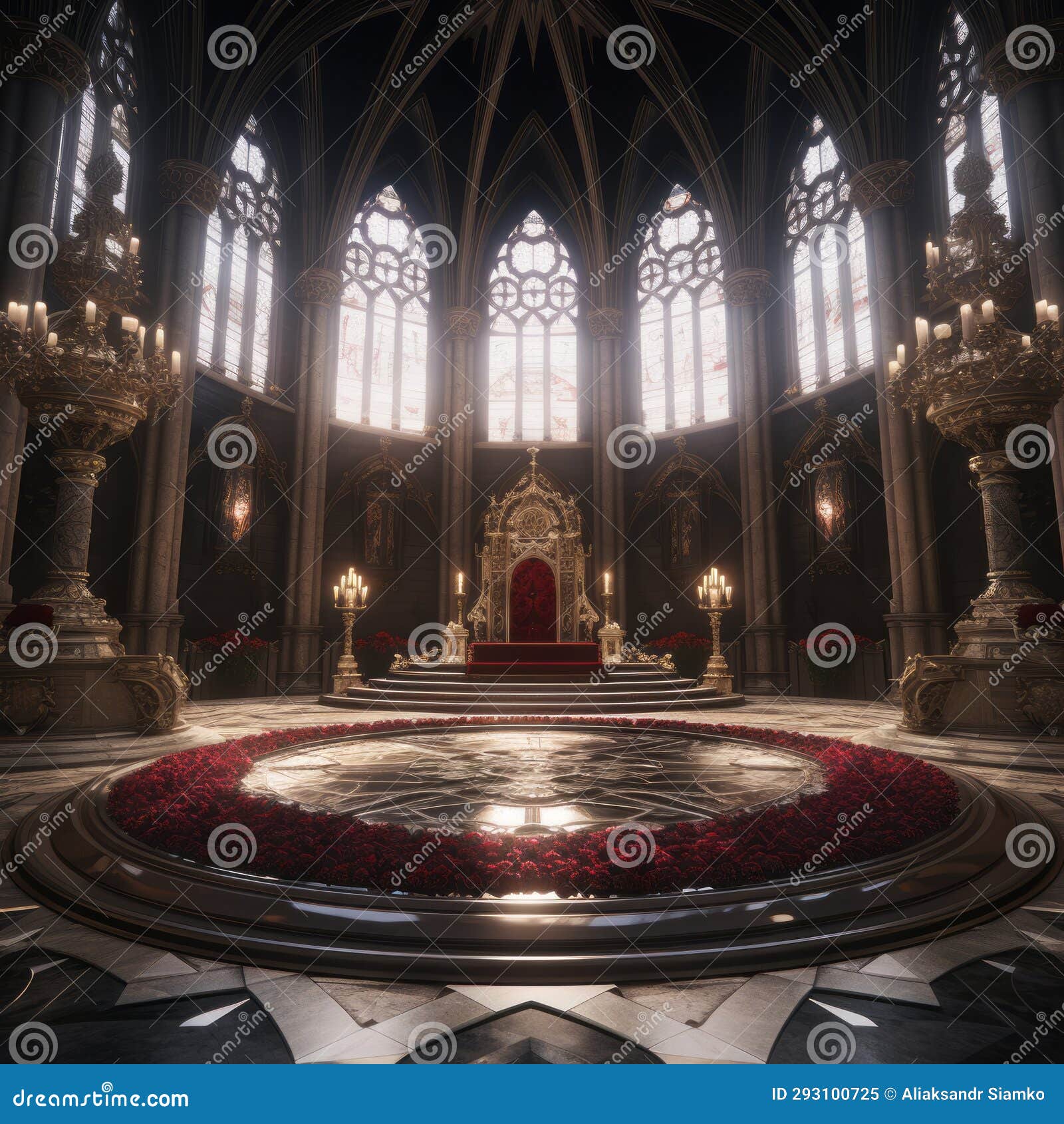 Empty Throne Room in Medieval Style Stock Image - Image of luxury ...