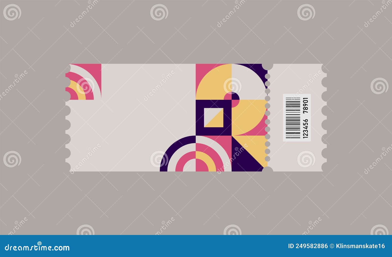 Empty Ticket Template Design with Geometric Style Background Stock ...