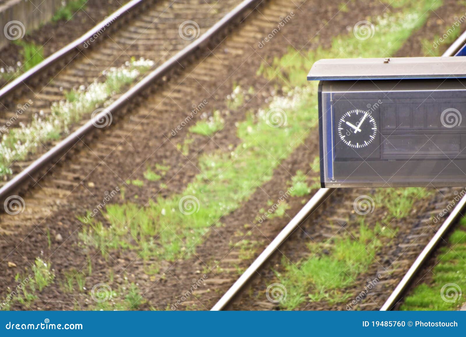 Empty Time Table with Clock at Rail Tracks Stock Photo - Image of ...