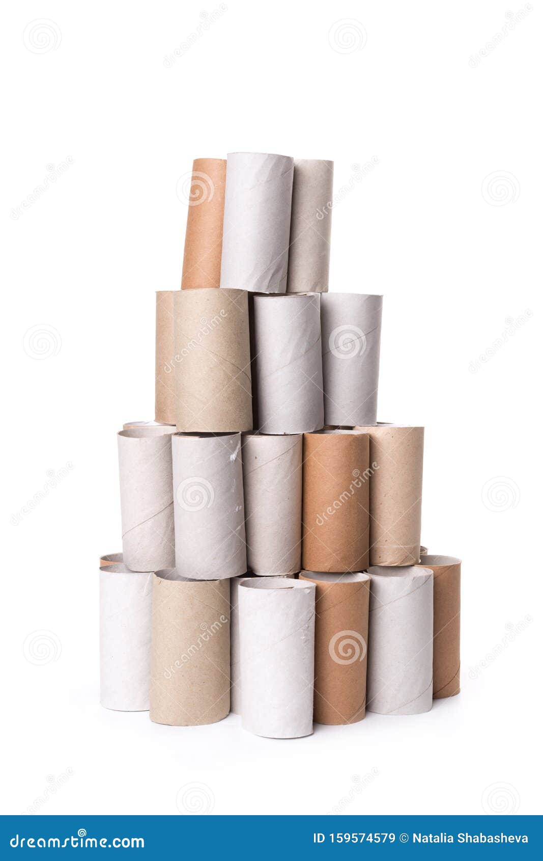 Empty Toilet Paper Rolls Stack Up on a White Background Stock Image ...