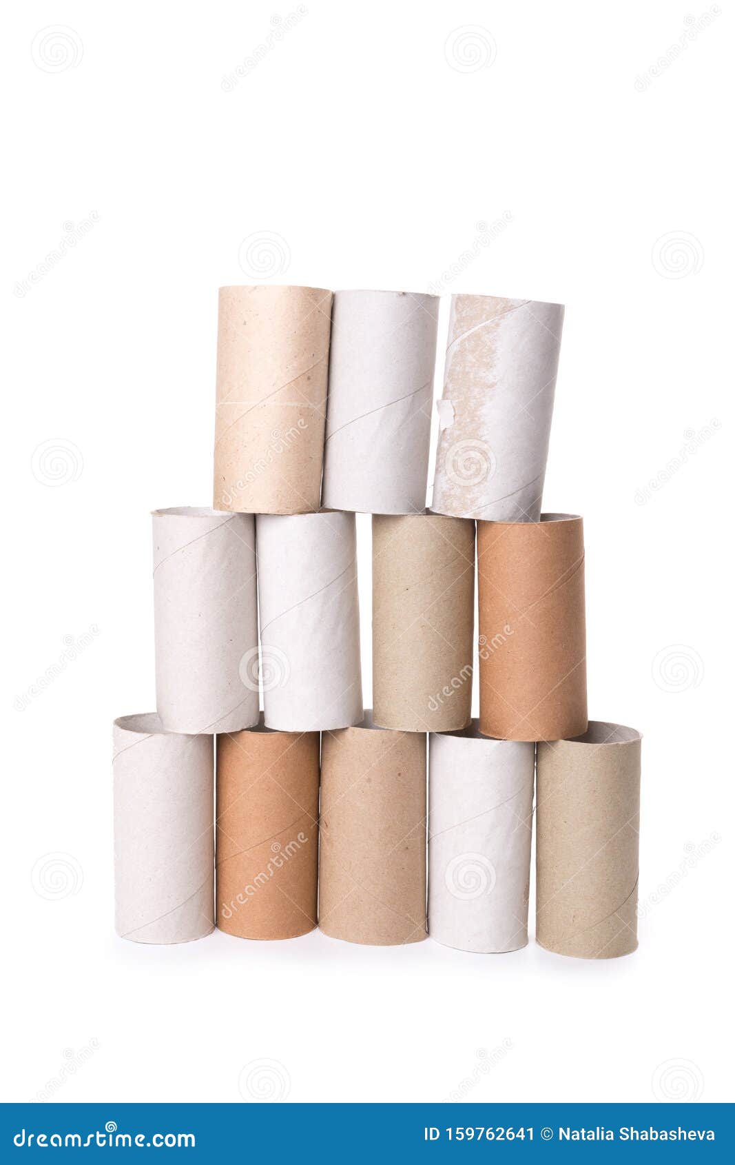 Empty Toilet Paper Rolls Stack Up on a White Background Stock Image ...
