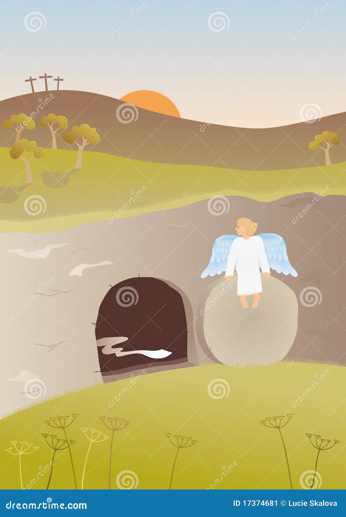 Empty tomb stock vector. Illustration of life, golgotha - 17374681