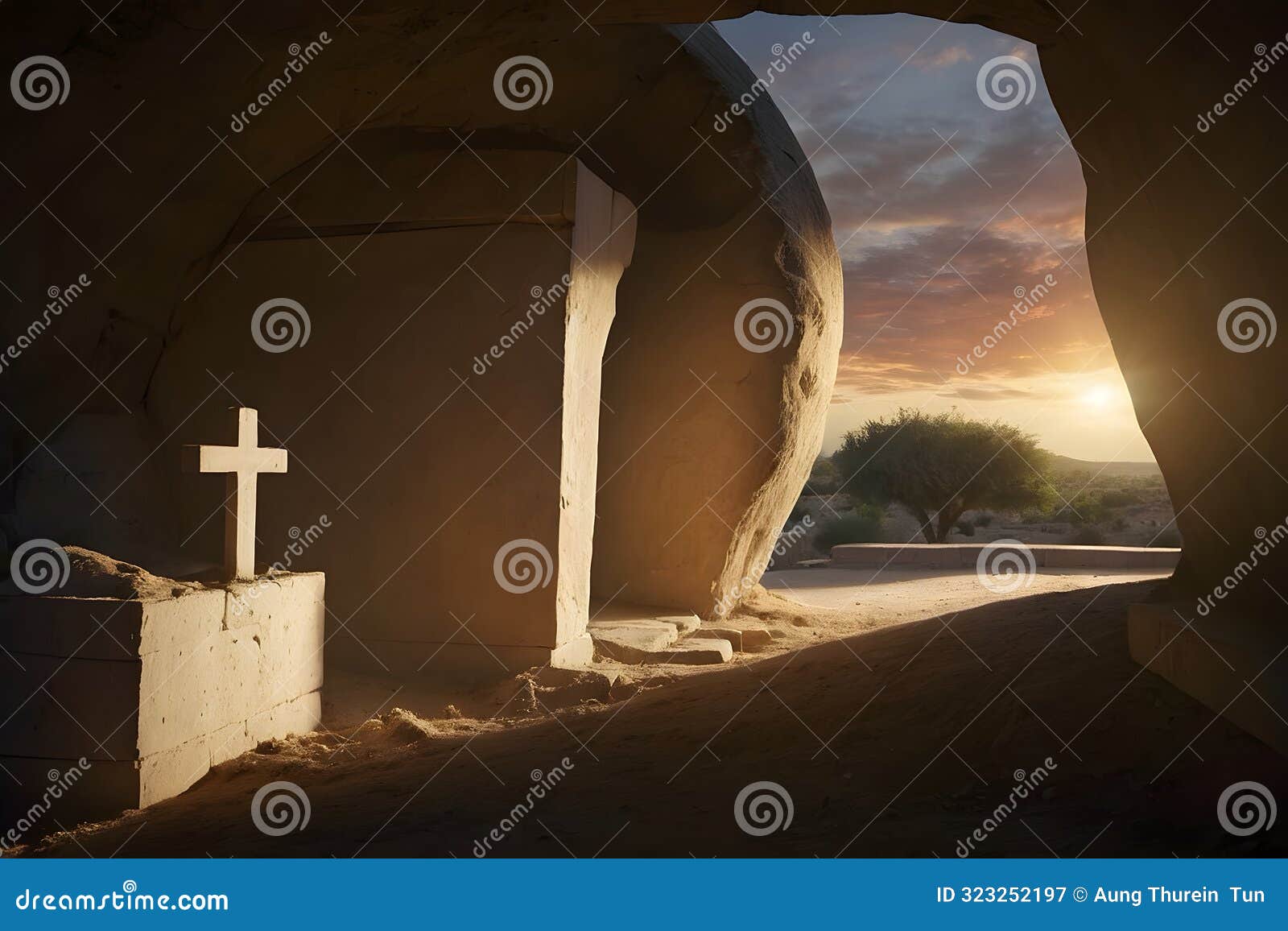 The Empty Tomb Jesus Resurrected As in Bible Stock Image - Image of ...