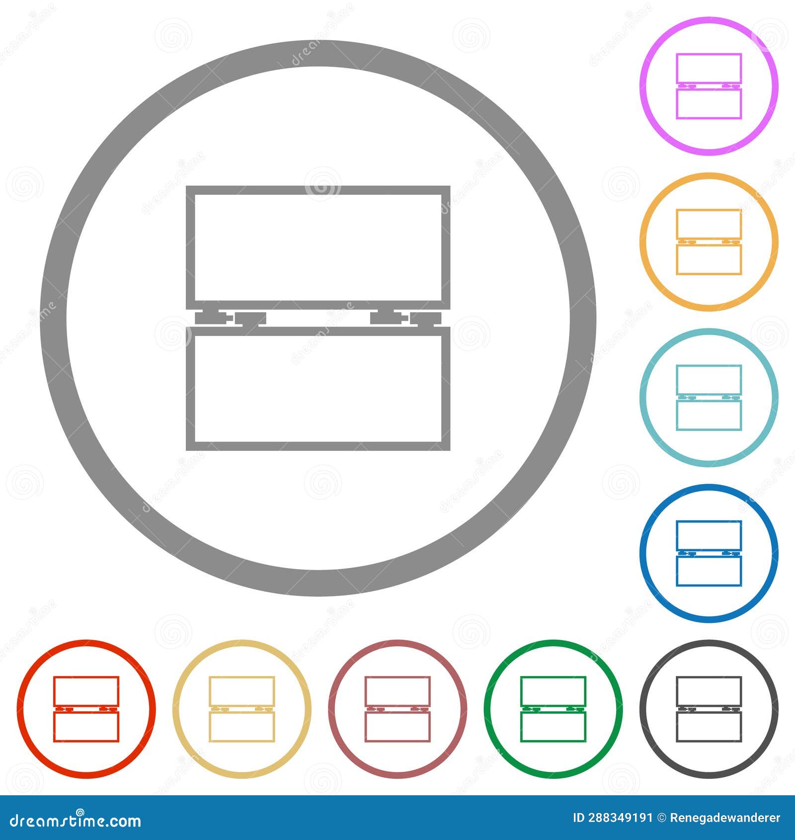 Empty Toolbox Flat Icons with Outlines Stock Vector - Illustration of ...