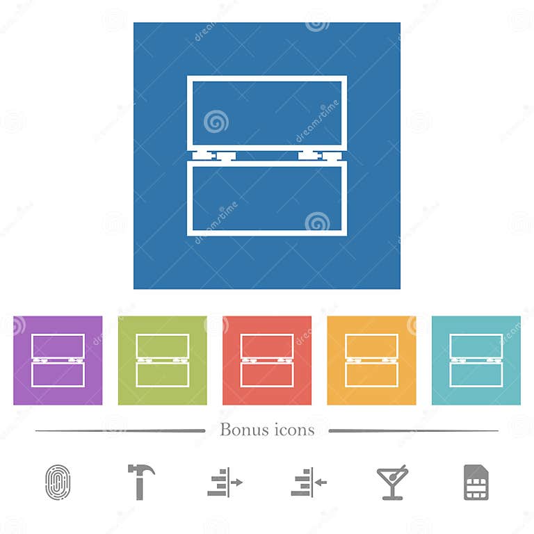 Empty Toolbox Flat White Icons in Square Backgrounds Stock Vector ...