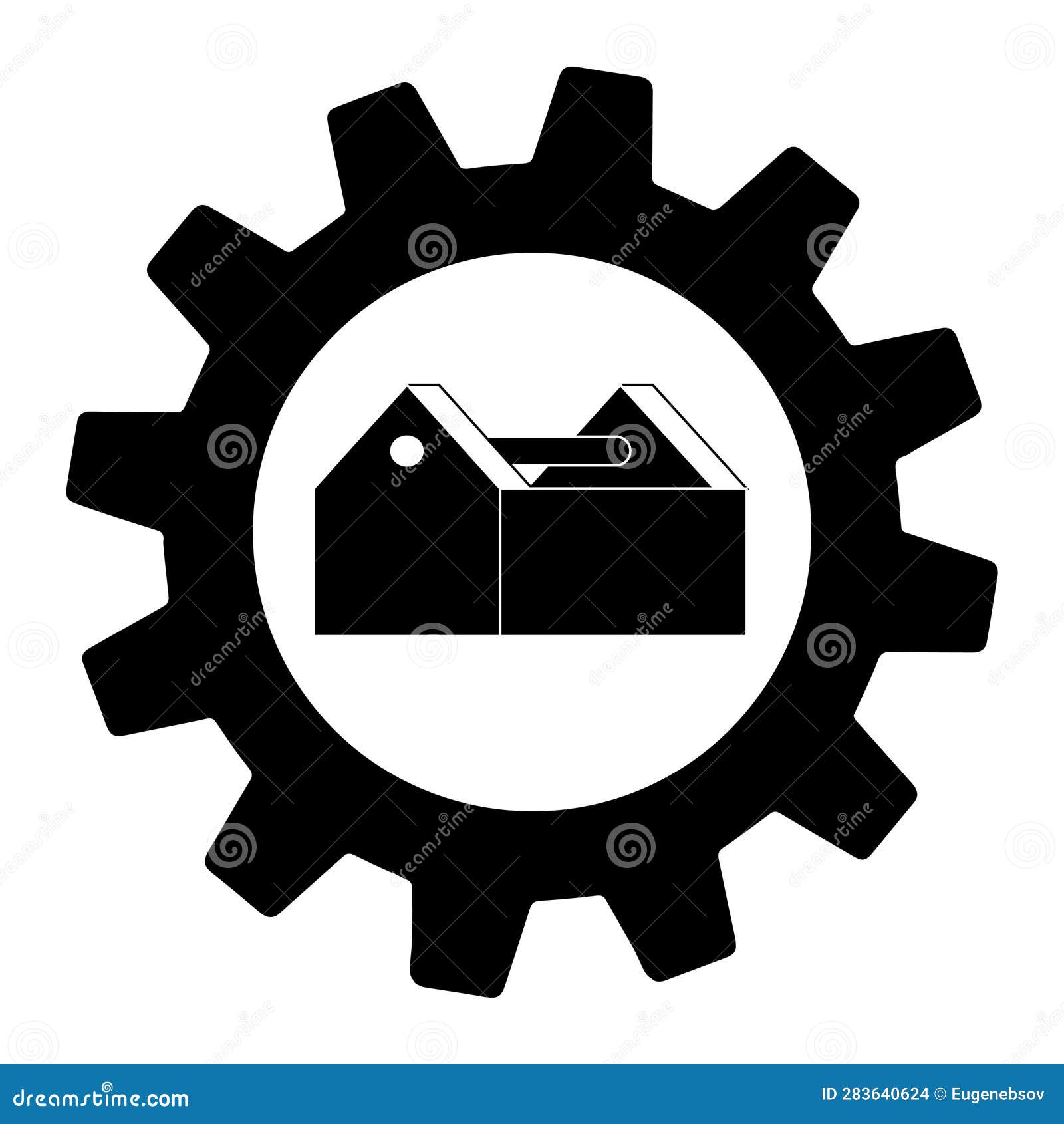 Empty Toolbox in Gear Icon Illustration of Work Tool Stock Vector ...