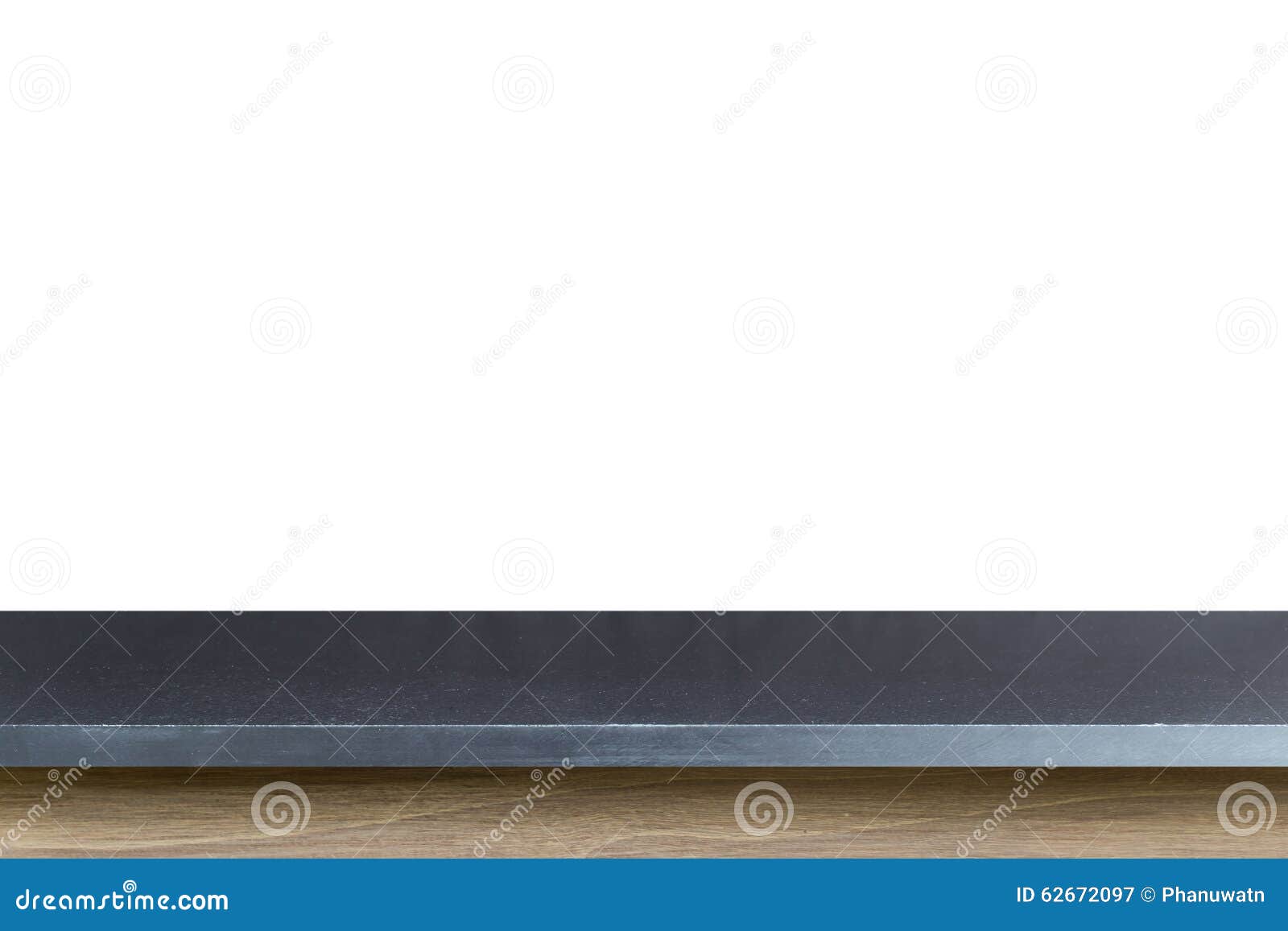 Empty Top of Black Granite Stone Table Isolated on White Background ...