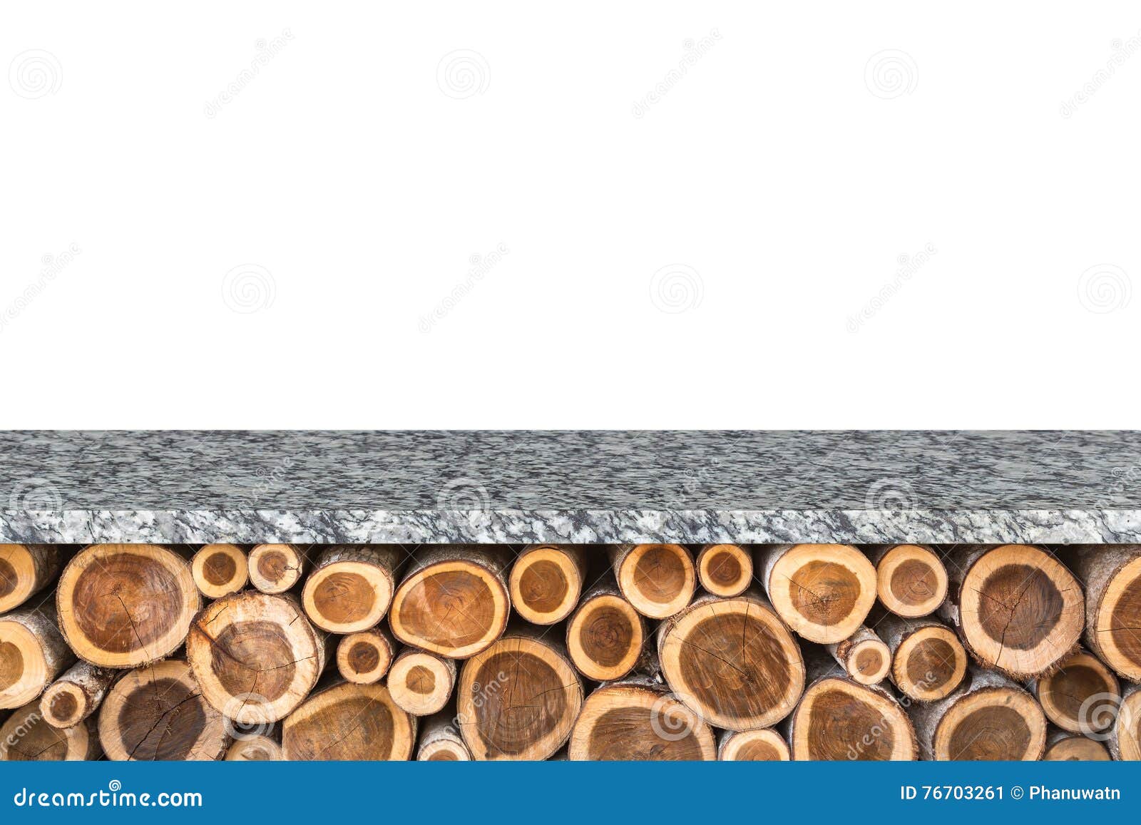 Empty Top of Granite Stone Table Isolated on White Background Stock ...