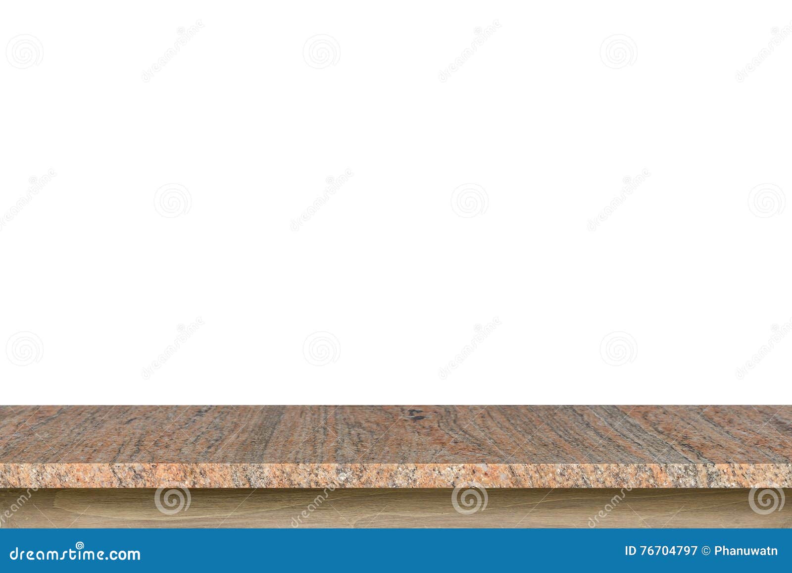 Empty Top of Granite Stone Table Isolated on White Background Stock ...