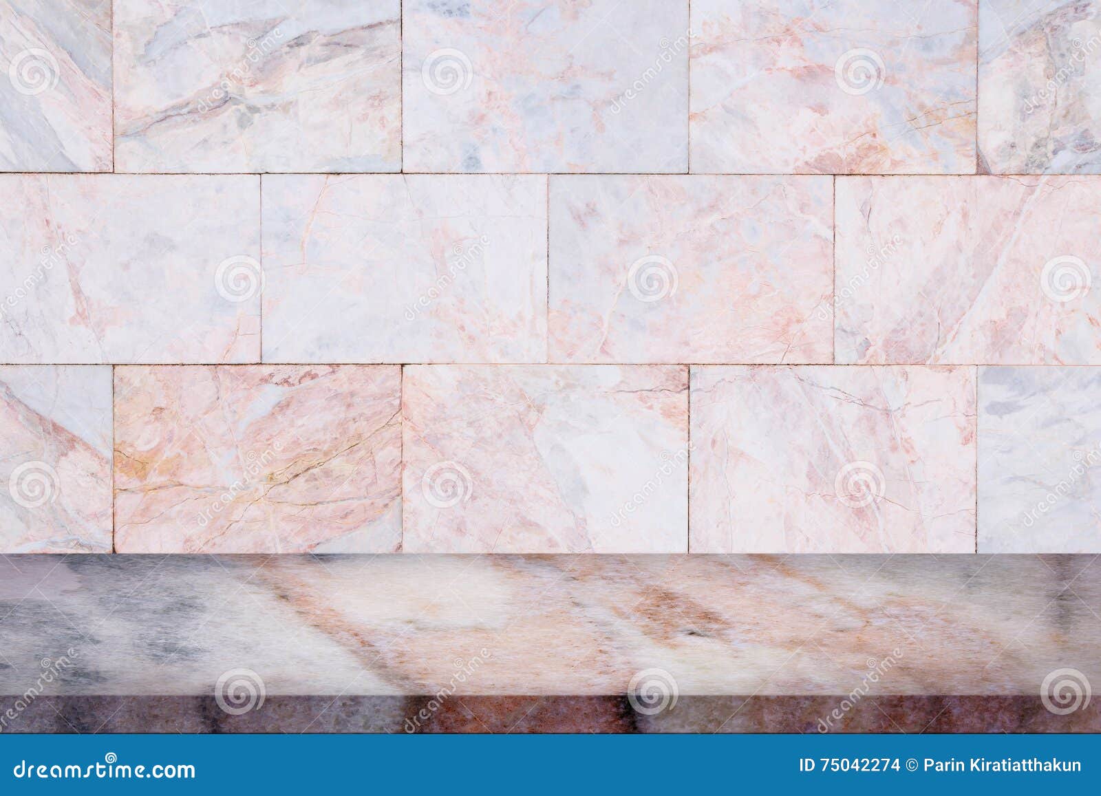 Empty Top of Natural Marble Table with Marble Wall Background Stock ...