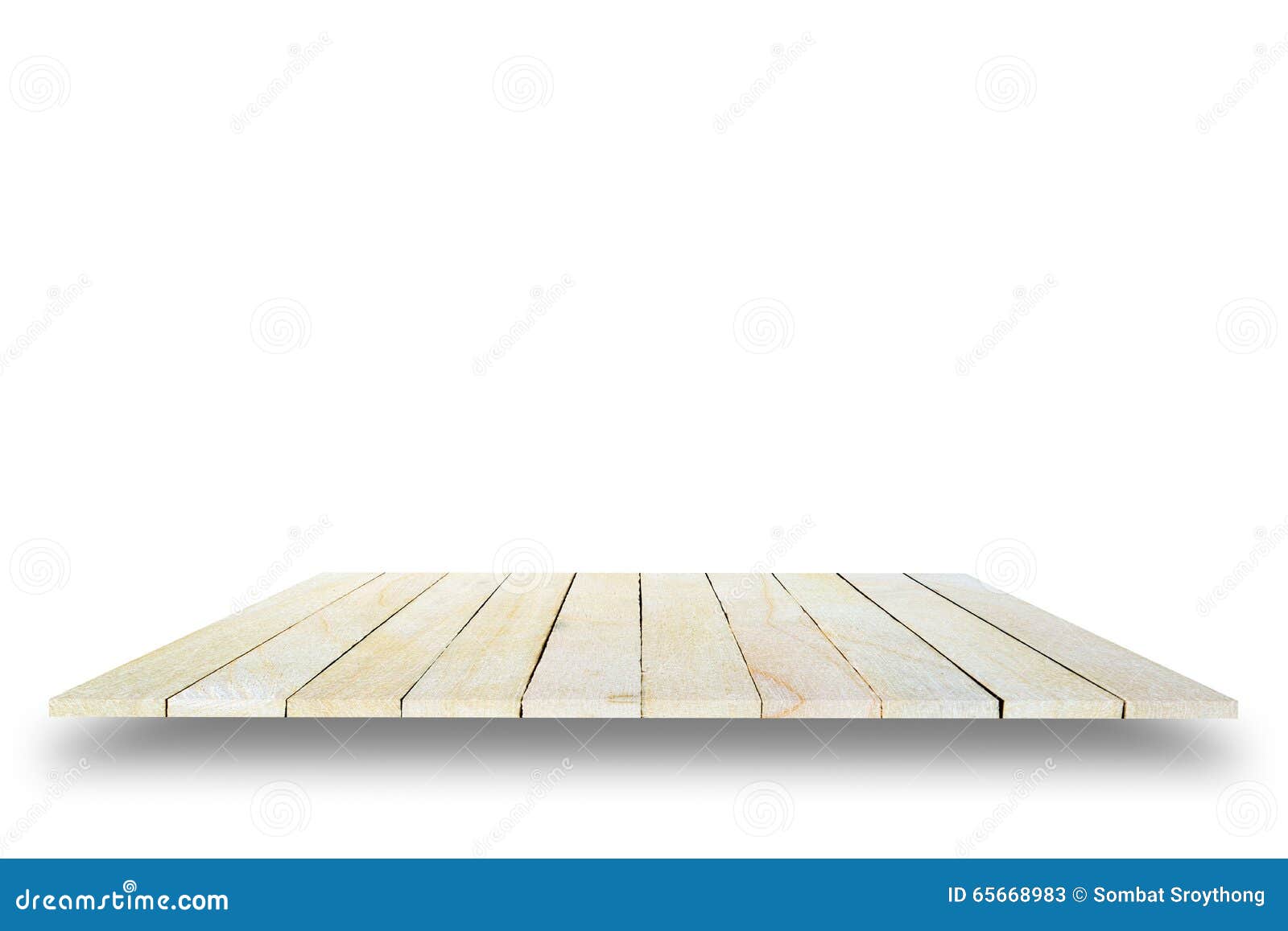 Empty Top View of Wooden Table Isolated on White Background, for Stock ...