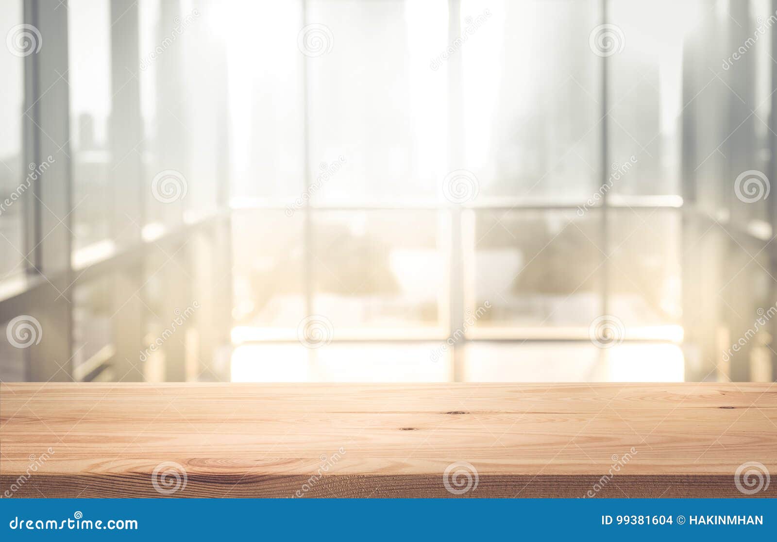 Empty the Top of Wood Table with Blur Sunlight in Window Building Stock ...