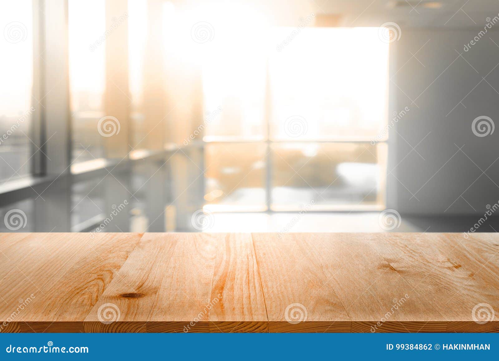 Empty the Top of Wooden Table with Blur Sunlight in Window Stock Photo ...
