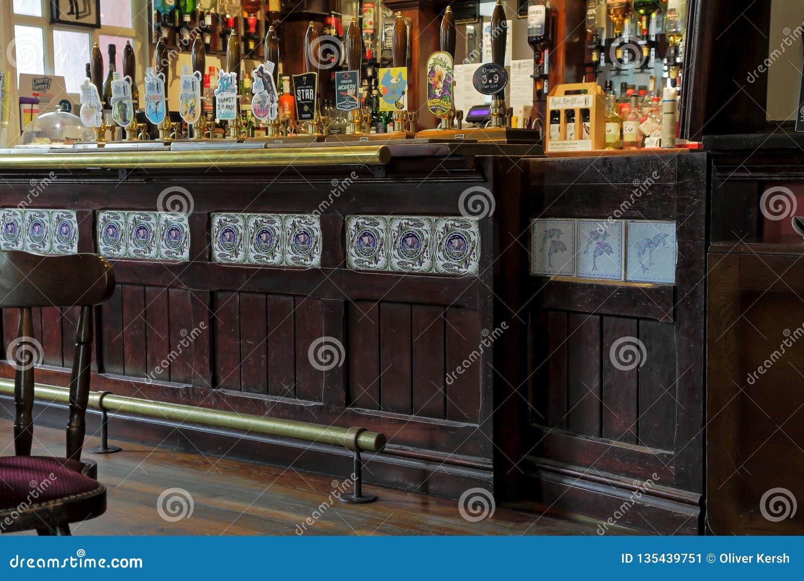Traditional British Pub Interior Stock Image - Image of club, leather ...