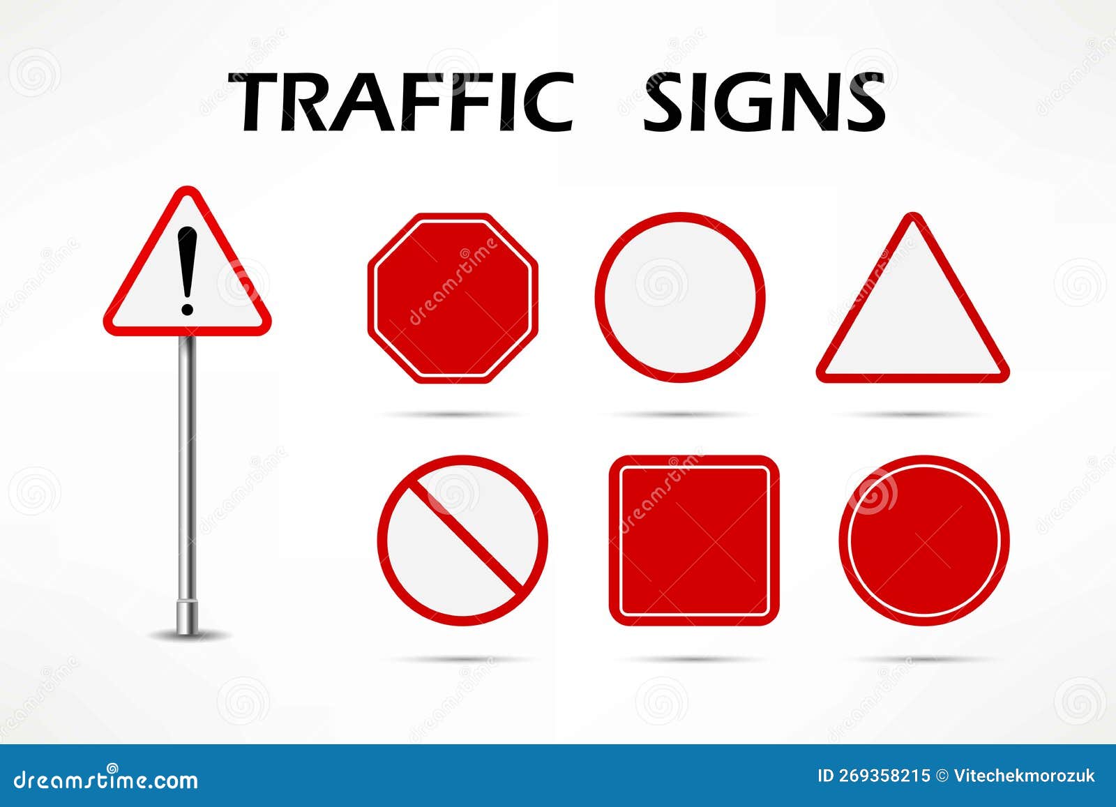 Empty Traffic Signs Isolate on White Background Stock Illustration ...