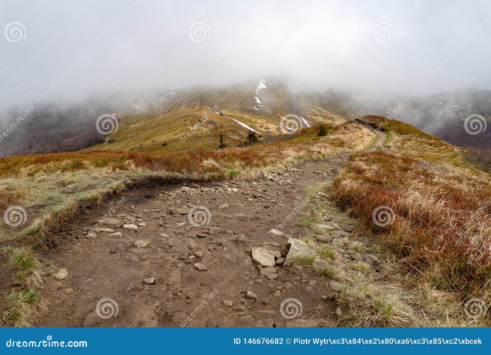 Empty Trail in the Mountains of Central Europe. a Path Leading High in ...