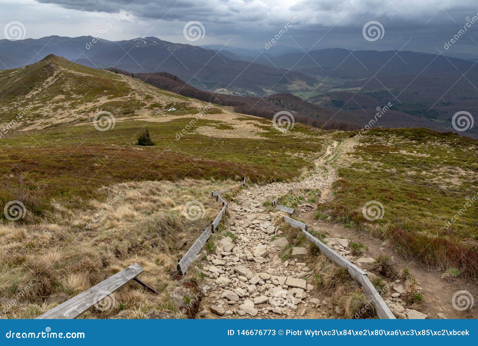 Empty Trail in the Mountains of Central Europe. a Path Leading High in ...