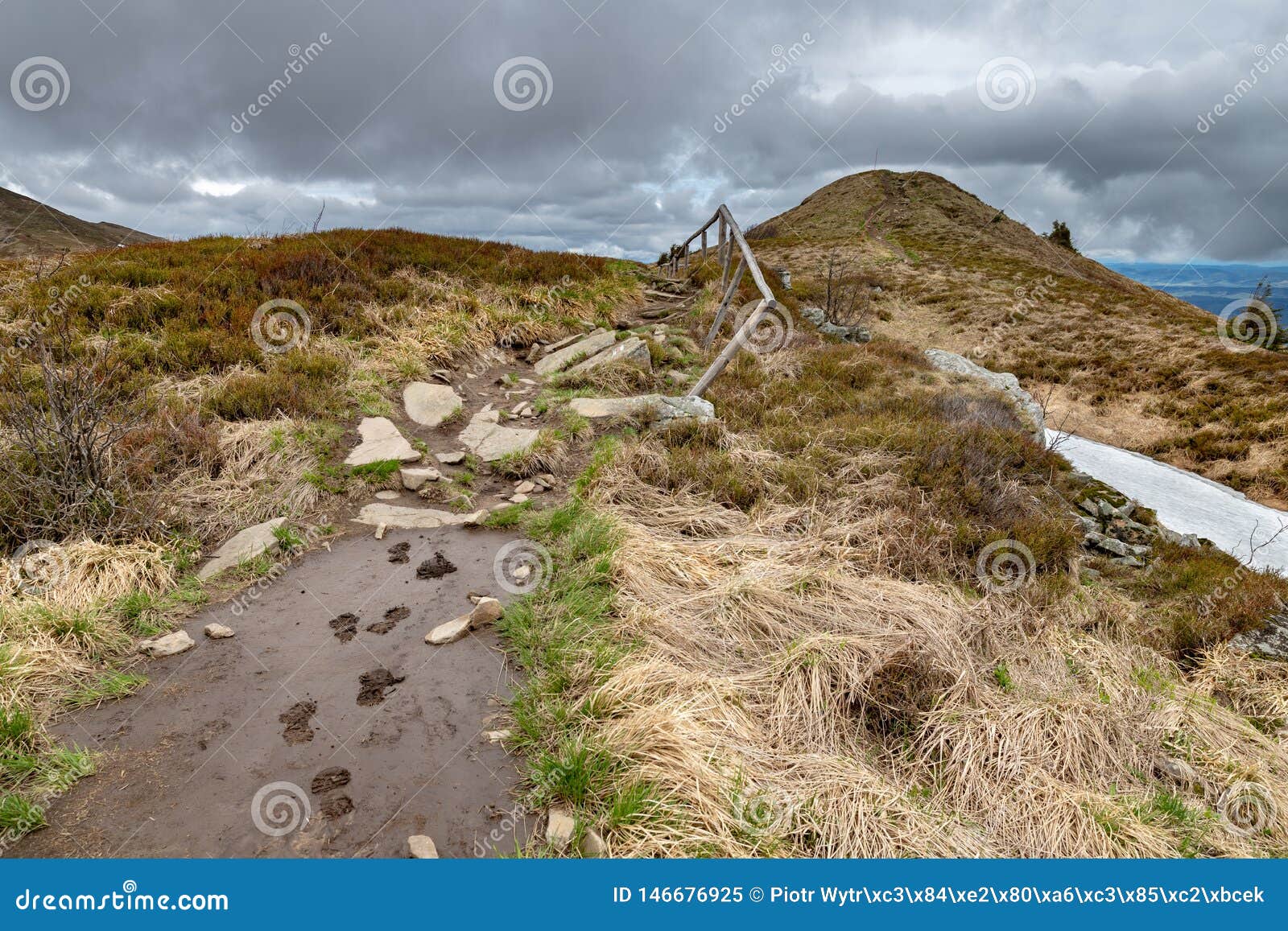 Empty Trail in the Mountains of Central Europe. a Path Leading High in ...