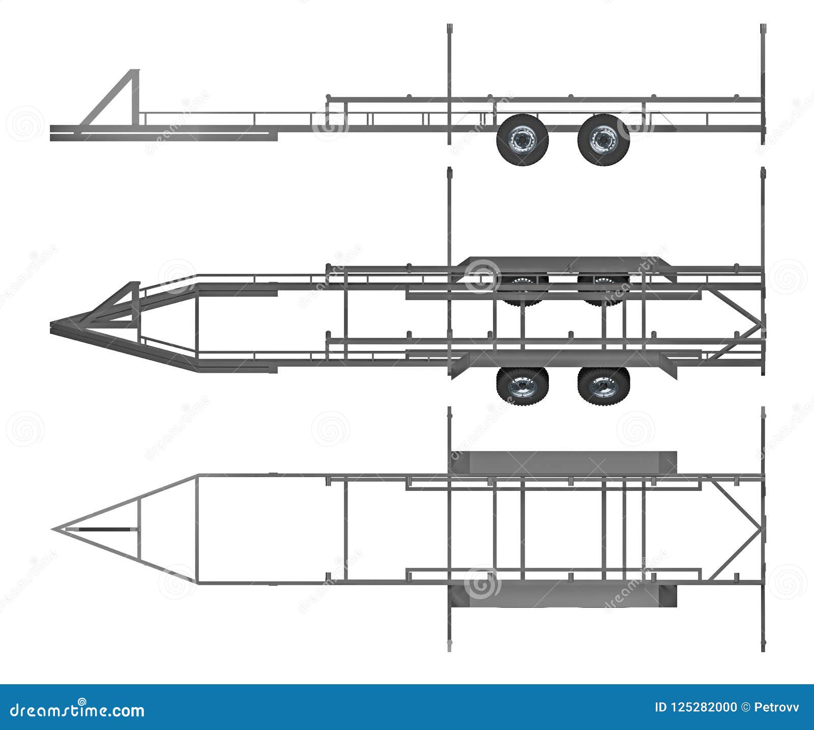 Empty Trailer for Boat Isolated on White Stock Illustration ...